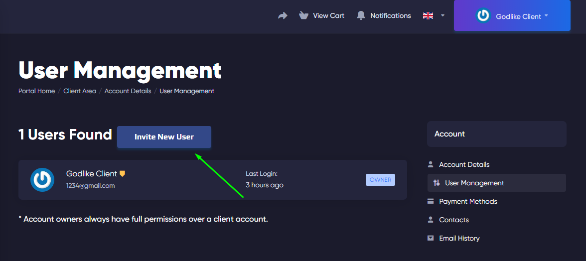 How to add billing subusers - Godlike