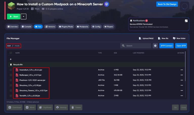 How to Install a Custom Modpack on a Minecraft Server - Godlike